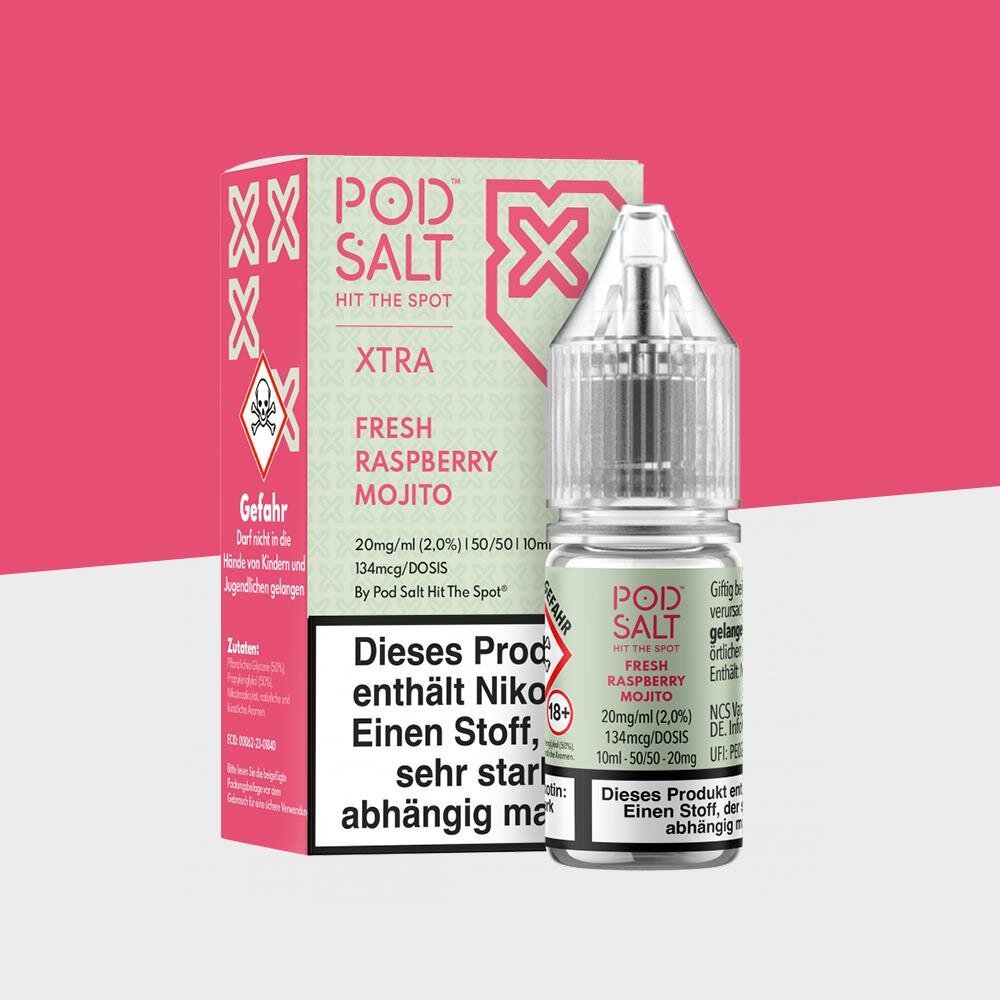 Pod Salt Xtra - Fresh Raspberry Mojito 10mg/ml - E-Liquid, 7,99