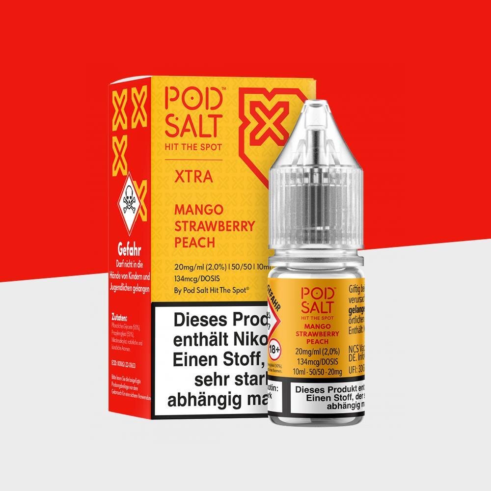 Pod Salt Xtra - Mango Strawberry Peach 10mg/ml - Vape Juice | buy, 7,99