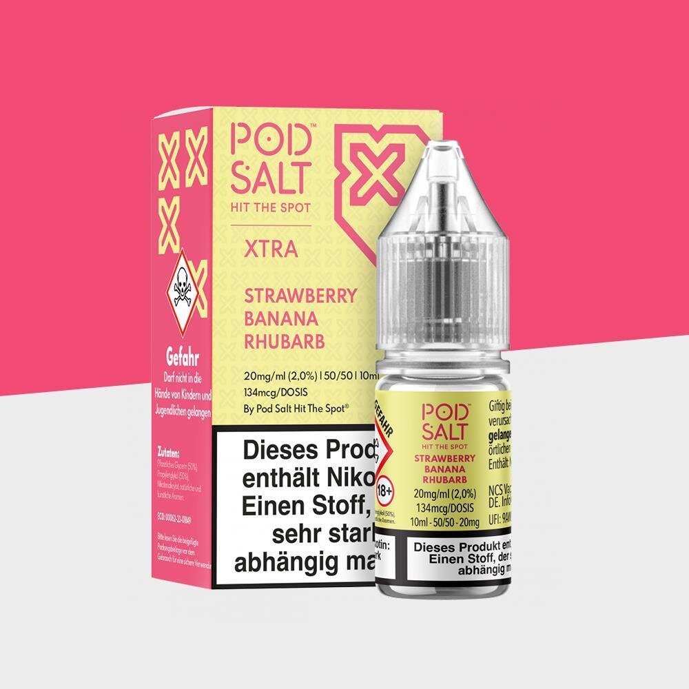 Pod Salt Xtra - Strawberry Banana Rhubarb 20mg - E-Liquid, 7,99