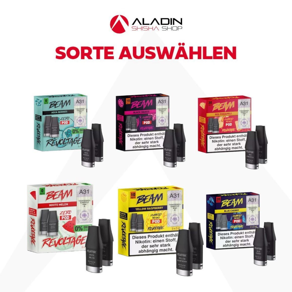 Revoltage Beam Dual - Pod (Pack of 2) - Nicotin free/0mg/20mg buy, 7,99